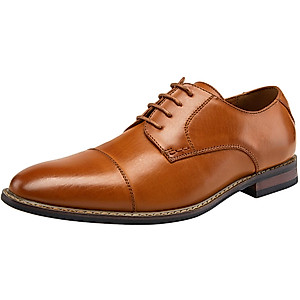 Jousen Men's Dress Shoes Cap Toe Oxford Classic Formal Derby Shoes Business Oxfords (AMY603 Yellow Brown 11)