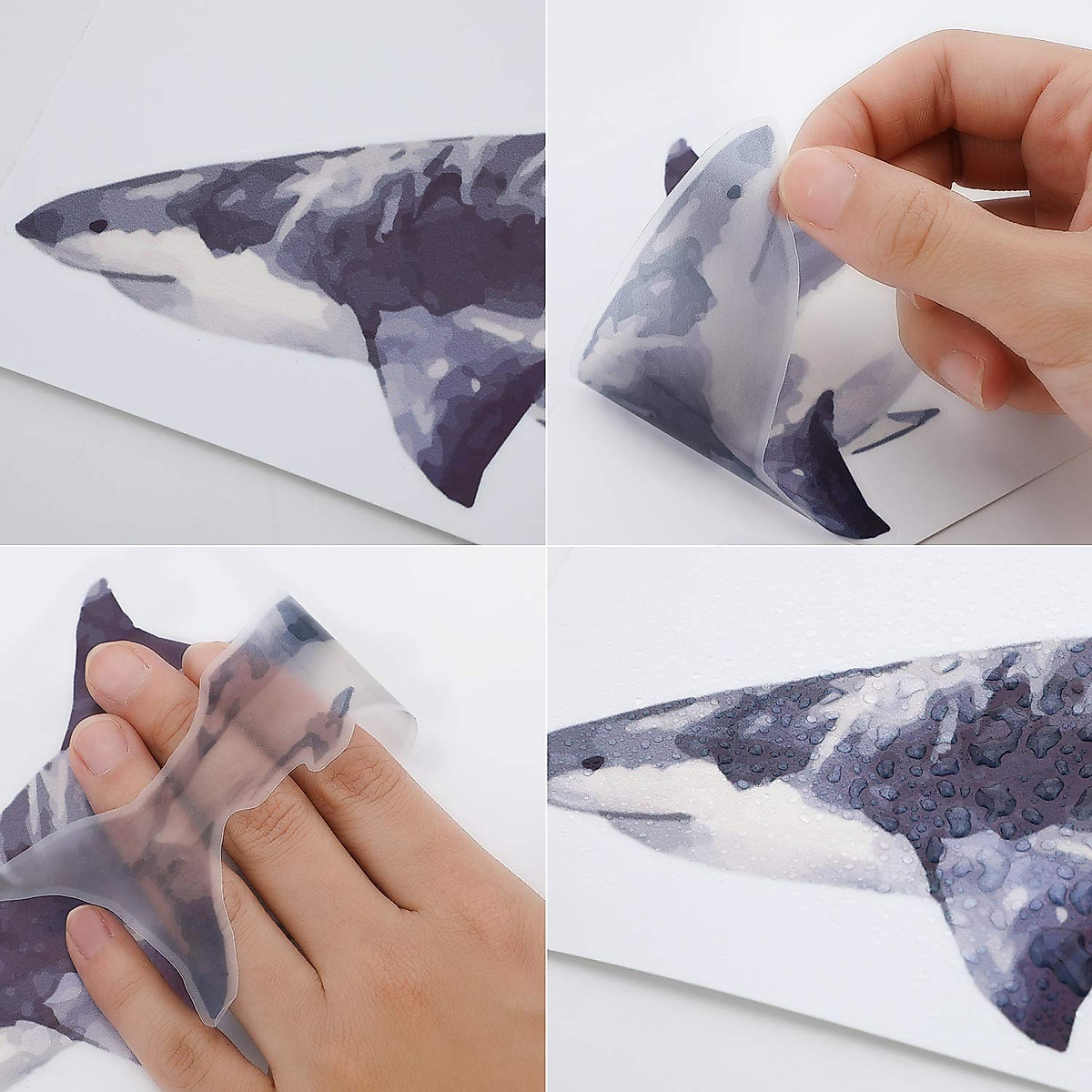 18 Pieces Sharks Peel Shark Wall Decals Removable Wall Stickers Animal Shark Decal Stickers Sea Theme Wall Decor Sticker for Room Bathroom Nursery Home Decor (Cute Style)