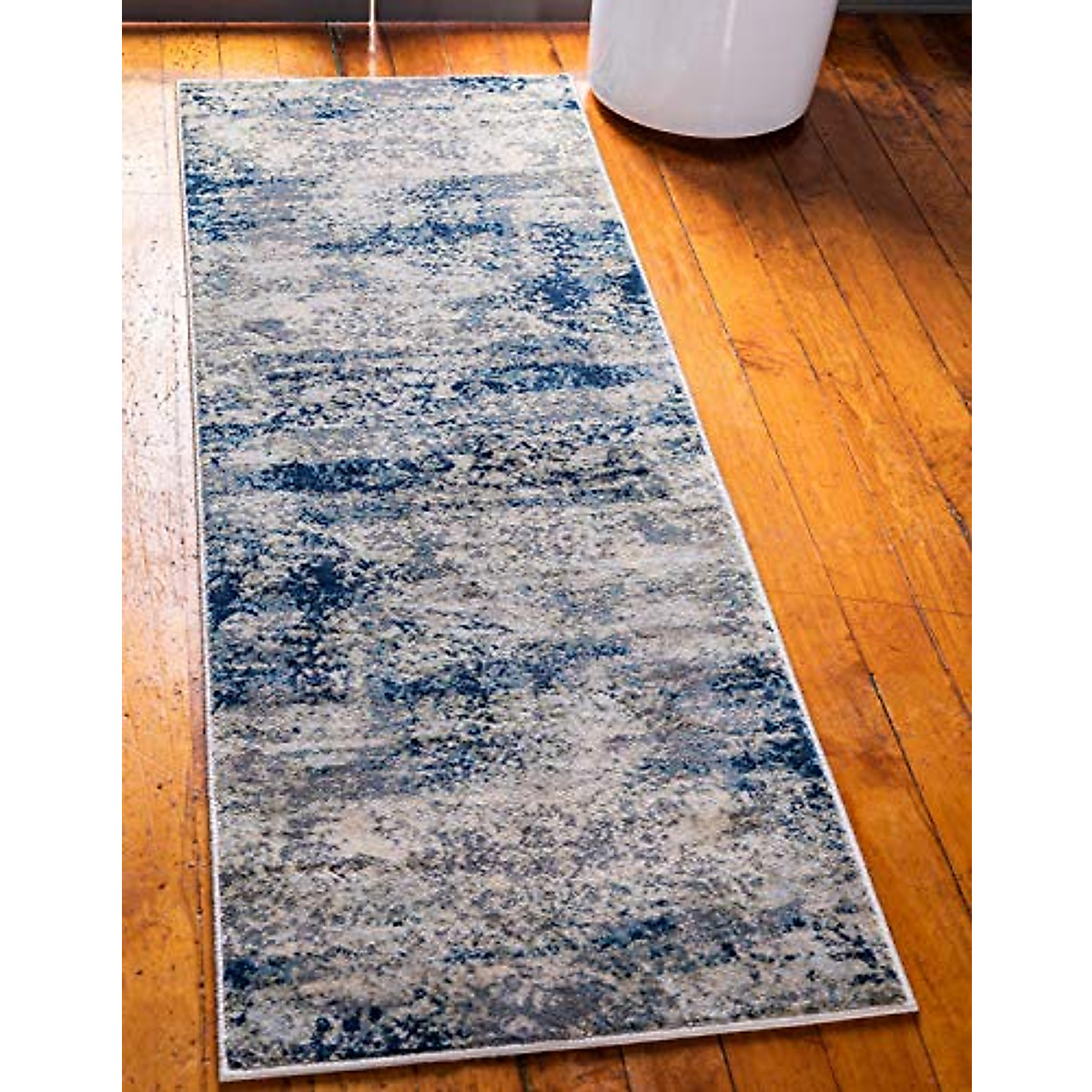 Unique Loom Mystic Collection Area Rug - Seine (2'x 6' Runner, Navy Blue/ Beige)