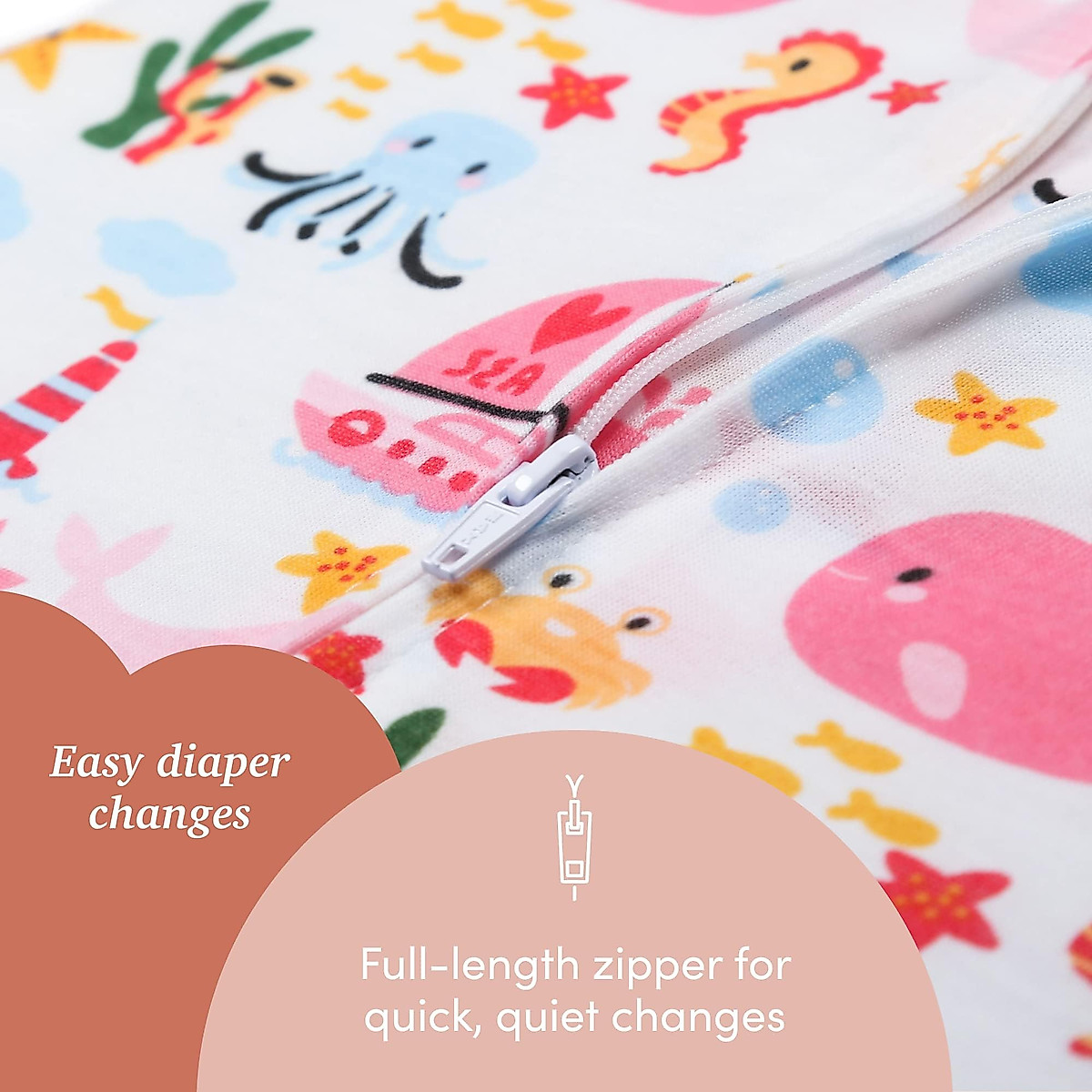 SleepingBaby Zipadee-Zip Baby Swaddling Blanket 6-12 Months - Transition Swaddle with Zipper Convenience - Nautical Girl, M