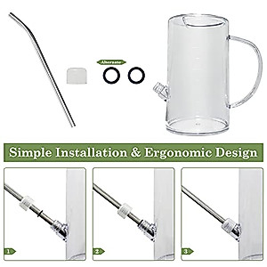 Qilebi Small Watering Can for Indoor Plants, Indoor Watering Can with Stainless Steel Long Spout, Plant Watering Can for House Plant Flowers Garden 1L/34oz