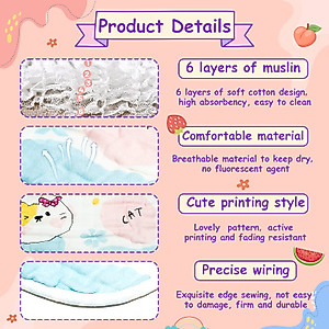 2ooya 8Pcs Muslin Baby Bibs Adjustable Baby Bandana Drool Bibs 6 Absorbent Cotton Layers Infant Bib Drooling Feeding Eating Teething Bibs Keepsake Gift for Newborn Babies