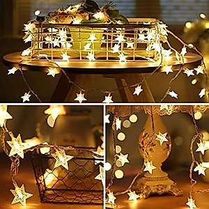Star LED String Lights - 70 LED 33 FT Twinkle Star Battery Operated Fairy Lights Waterproof for Outdoor, Indoor, Bedroom, Wedding, Party, Christmas Halloween Garden Decorations