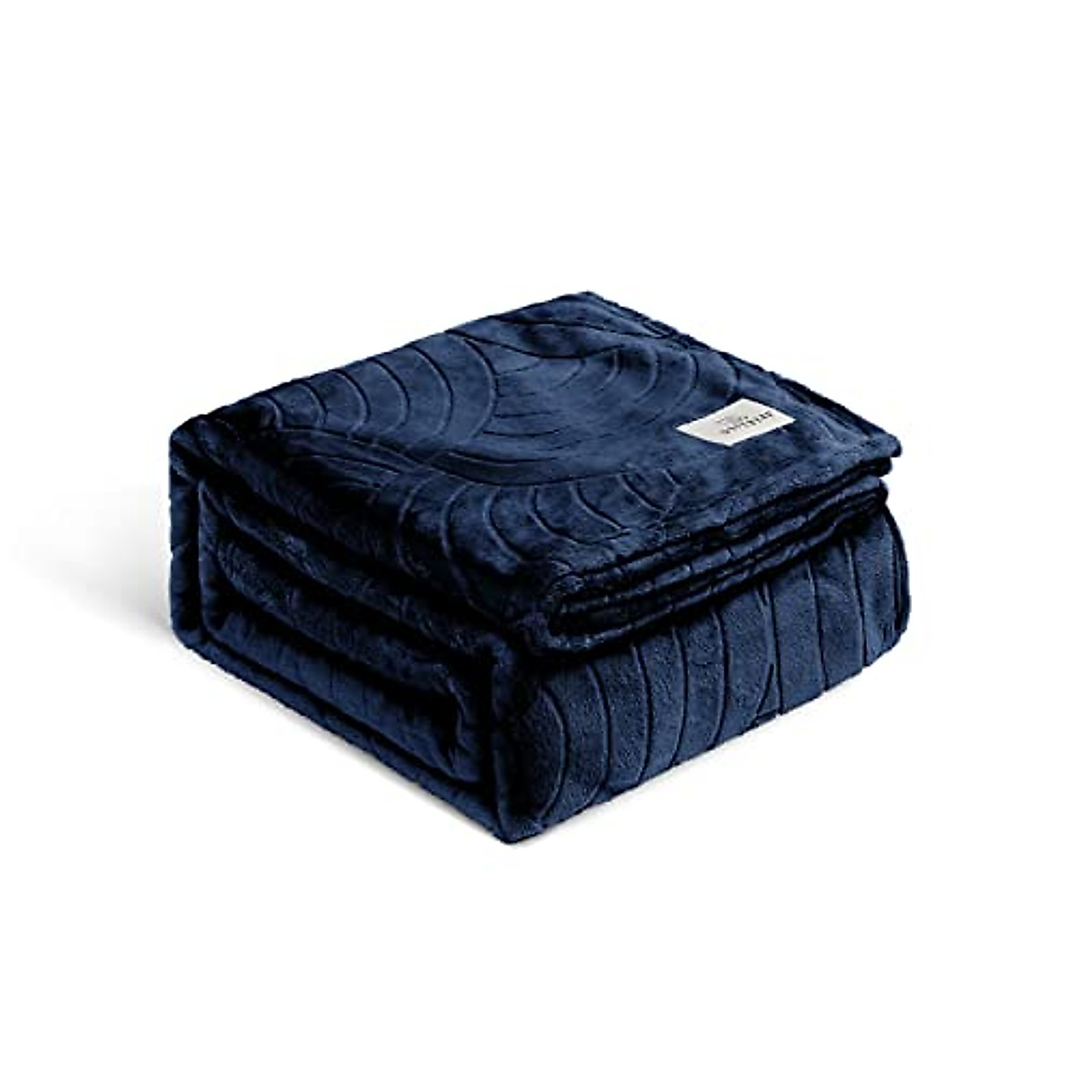 SOFTBEAR Navy Blue Throw Size Blanket Flannel Fleece Semi-Circular Pattern, Soft, Fluffy, Plush and Warm Blanket for Bed, Couch, Sofa, Camping