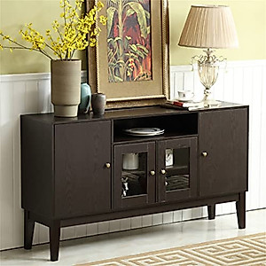ZHUHW 60 Inch Solid Wood Sideboard Buffet Storage High Console Table with 4 Doors Living Room Espresso