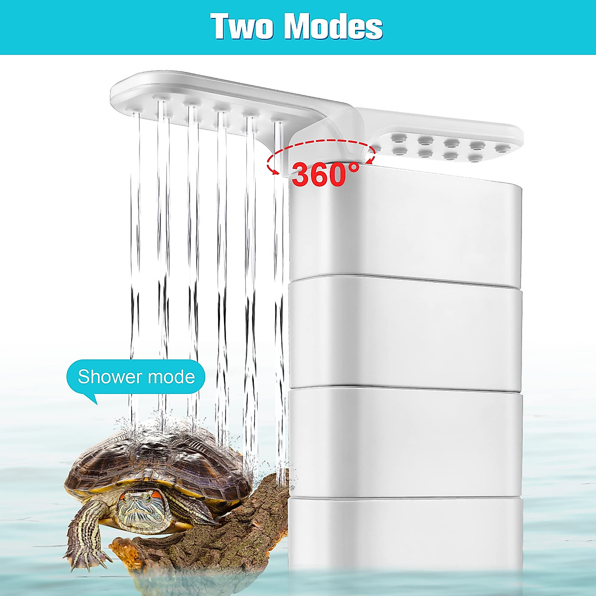 850L/H Turtle Water Filter, 4 in 1 Turtle Tank Filter Reptile Tank Water Filter with Sponge, Bio Balls, 2 Suction Cups and Drain Hose, Submersible Aquarium Filter for Amphibians and Reptiles Frog