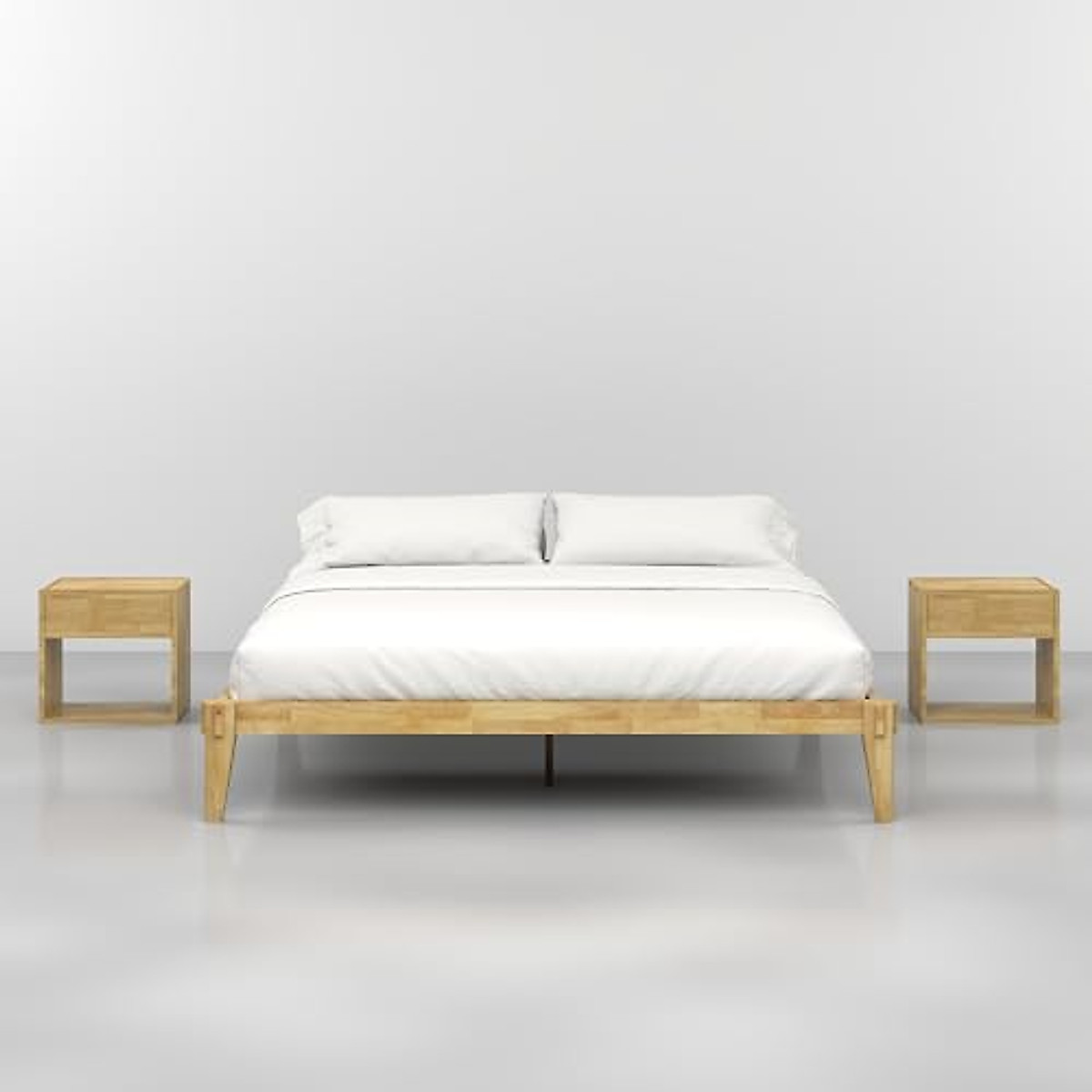 Bme Chalipa 14” King Bed Frame - Solid Wood Platform Bed - Japanese Joinery Bed Frame - Wood Slat Support - No Box Spring Needed - Easy Assembly - Minimalist & Modern Style, Golden Natural