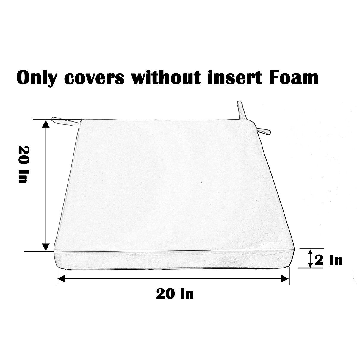 Leeymoo Water Repellent Patio Seat Cushion Covers, Outdoor Seat Cushion Covers-Only Covers (20"x20"x2" 2 Pack Grey)