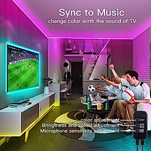 KULUNER LED Strip Lights 32.8ft 300 Bright LEDs Smart LED Light Strips Music Sync Color Changing LED Strip Lights with Remote Bluetooth LED Lights for Bedroom Kitchen RGB 5050 LED Strips for Room Home