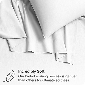 Bare Home Organic Cotton Flannel Sheet Set - King Size - 100% Cotton - Double Brushed for Extra Softness & Comfort - Warm, Cozy, and Durable - Breathable - Bed Sheets (King, White)