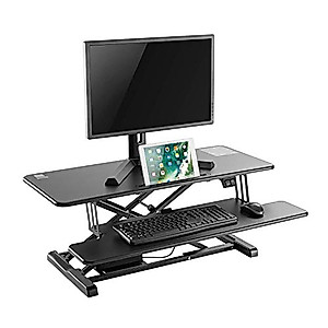 G Pack Pro Standing Desk Converter - Electric Height Adjustable Desk for Sit Stand Desk Workstation with Removable Keyword Tray and Space for Dual Monitors - Ergonomic Design for Maximum Productivity
