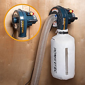 POWERTEC DC5370 Wall Mounted Dust Collector with 2.5 Micron Filter Bag | 537 CFM