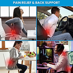 Lumbar Support Pillow for Office Chair Back Support Pillow for Car, Computer, Gaming Chair, Recliner Memory Foam Back Cushion for Back Pain Relief Improve Posture, Mesh Cover Double Adjustable Straps