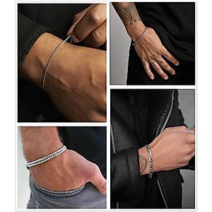 Honsny 6PCS Stainless Steel Bracelets for Women Men,14K Gold Plated Cuban Link Paperclip Chain Bracelet Dainty 6.3/7/7.8/9.5 Inch Stainless Steel Bracelet Set Fashion Jewelry