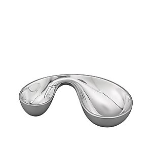nambe Morphik Olive Bowl | Bowl Can Be Heated or Chilled | Serve Dips, Salsa, Appetizers, Olives, Guacamole, and More | Made of Metal Alloy | 8.75” x 4.5” | Designed by Karim Rashid