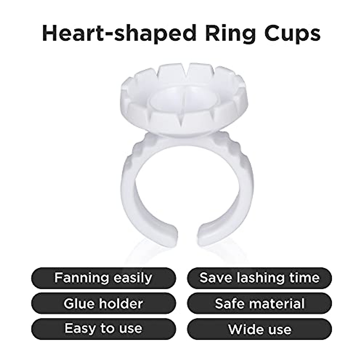 BEYELIAN Glue Rings, 100 Pcs Lash Glue Cups, Lash Extension Supplies, Lash Glue Holder for Volume Lashes Fan