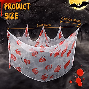 Tatuo 6 Pack Halloween Creepy Cloth Decorations 30 by 72 Inch Spooky Halloween Netting Gauze Fabric Spider Web Cheesecloth for Party for Home Outdoors(White,Bloody Hands)