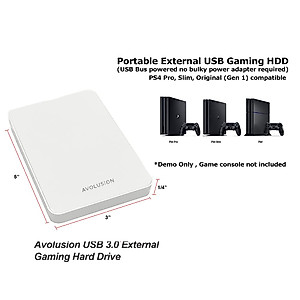 Avolusion Z1-S 1TB USB 3.0 Portable External Gaming Hard Drive - White (for PS4, Pre-Formatted)
