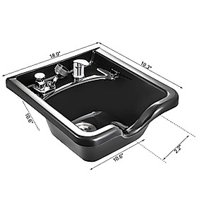 Happybuy Shampoo Bowl Sink Black ABS Plastic Salon and Spa Hair Sink Beauty Salon Equipment for Hair Stylists