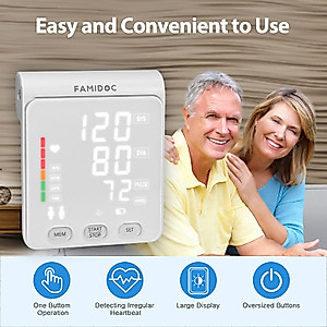 Upper Arm Blood Pressure Monitor with Cuff 8.7"-16.5" Automatic BP Meter Machine Two Users Mode Digital Wide-Range Large Cuff Blood Pressure Monitors for Home use Blood Pressure Machine Famidoc