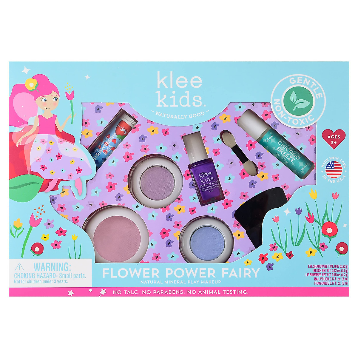 Luna Star Naturals Klee Kids Deluxe Play Makeup Kit. Gentle and Non-Toxic. Made in USA. (Flower Power Fairy)