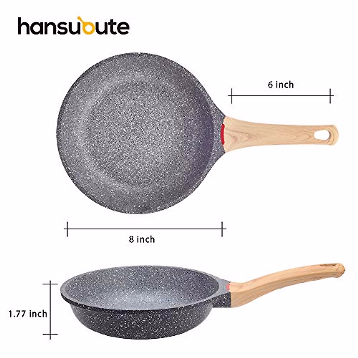 hansubute Nonstick Induction Stone Frying Pan with Soft Touch Handle,Children Protection Function (8inch)