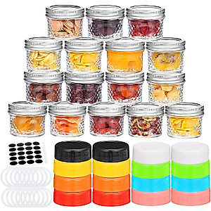 Cibeat 16 PACK Mini Mason Jars Glass Canning Jars, 4 OZ Jelly Jars With Regular Lids, Ideal for Honey, Jam, Wedding Favors, Shower Candle, Baby Food, Small Spice Jars