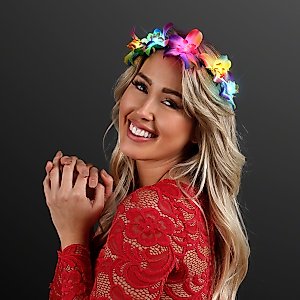 Light Up Tropical Orchid Flower Crown Headband with Color Changing LED Lights