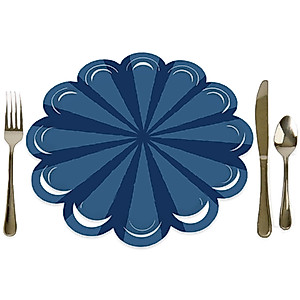 Big Dot of Happiness Navy Stripes - Simple Party Round Table Decorations - Paper Chargers - Place Setting For 12