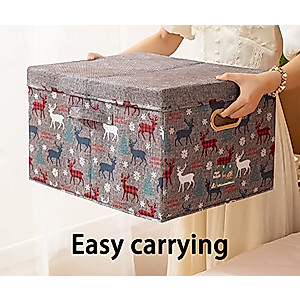 Nopuper Large Toy Box Storage Organizer with Lid,2 Packs, Foldable Shelf Storage Bins, Sturdy PP Interlayer,Hard Bottom and Sides, 20"*16"*12"