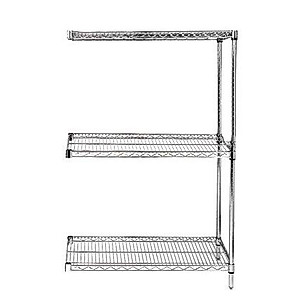 Omega Products Corporation 12" Deep x 36" Wide x 63" High 3 Tier Chrome Add-On Shelving Unit