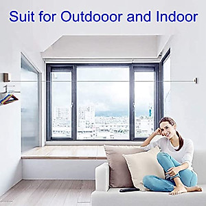 ABHILWY Retractable Clothesline Clothes Line Retracting Outdoor/Indoor, Heavy Duty Stainless Steel Adjustable Drying Rope Wire Dryer with ABS case+Aluminum, Self Adhesive Wall Mount 13.8 Feets White