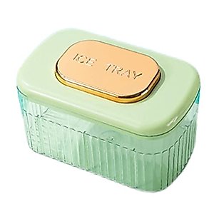 Silicone Ice Cube Tray with Lid and Storage Bin, Square Ice Tray for Freezer, 2 Pack Ice Cube Molds Set, Stackable Ice Trays with Covers for Drink, Cocktails, Whiskey (Color : Fruit Green)