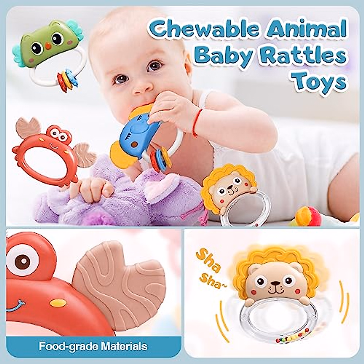 Mini Tudou Crib Mobile with Music and Lights,Baby Mobile for Crib with Hanging Rotating Rattle Toy,Star Projection,400 Lullabies and Timing Function,Remote Control Baby Crib Mobile for Boys Girls