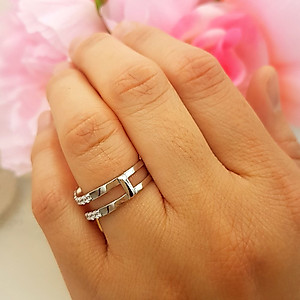 Dazzlingrock Collection Round Cubic Zirconia Wedding Enhancer Ring for Women (1.60 ctw, Color White, Clarity Clean) in 14K White Gold Size 8