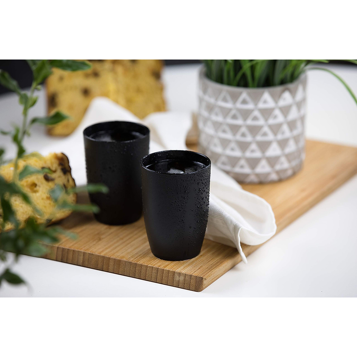 Coza- Unbreakable, Durable and Reusable Cozy Cups- for Water, Cold Drinks and Hot Drinks- BPA FRee- Set of 6 (9.3 oz each) (Set of 6, Black)