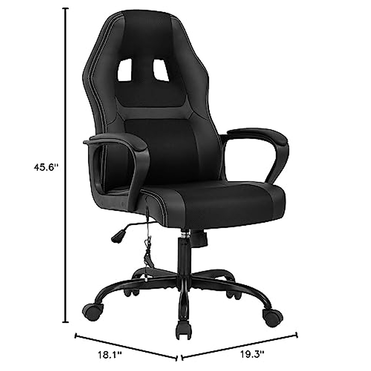 BestOffice Adjustable Massage Desk Lumbar Support Headrest Armrest Task Rolling Swivel Racing Ergonomic Office PU Leather Computer Chair, Black