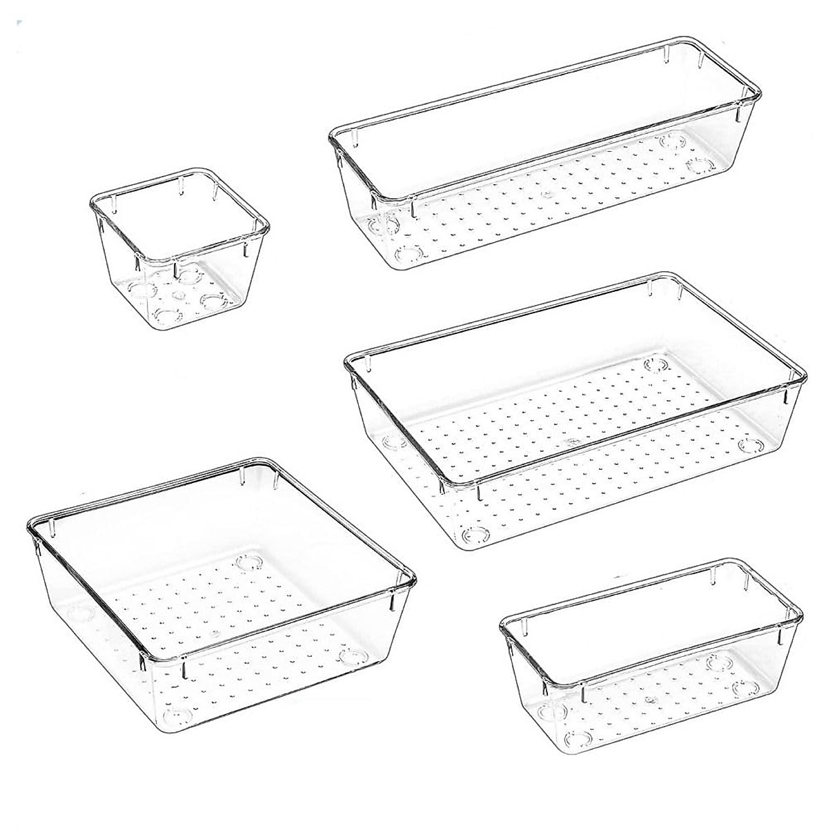 1PCS Transparent Drawer Box,Cosmetic Closet Organizer Divider Drawer Storage Box Anti-Scratch Drawer Organizer(23x7.5x5.5cm)