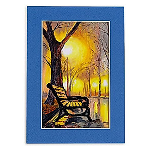 9x12 Mat Bevel Cut for 7x10 Photos - Acid Free Royal Blue Precut Matboard - For Pictures, Photos, Framing - 4-ply Thickness