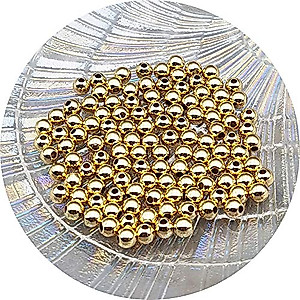 INSPIRELLE 120pcs 5mm Long-Lasting Pale Gold Plated Brass Rondelle Beads Round Metal Loose Connector Beads Metal Spacer Smooth Beads for DIY Bracelet Jewelry Making