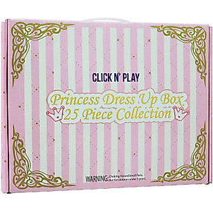 Click N' Play Princess Dress-Up Clothes for Little Girls, 25 Accessories | Toddler Pretend Play, Little Girl Toys/Gifts | Princess Dresses for Girls | Sequin Dress, Party Dress | Birthday Gift Set