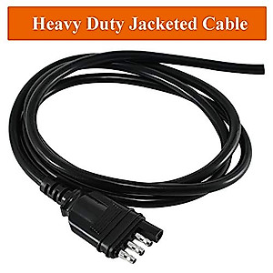 Oyviny 4 Way Flat Trailer Connector 5 Feet Jacketed Cable Heavy Duty Extension Cable Standard 4 Pin Trailer End Wiring Harness Adapter 18AWG Red Copper Color-Coded Wires for Trailer Hitch Wiring