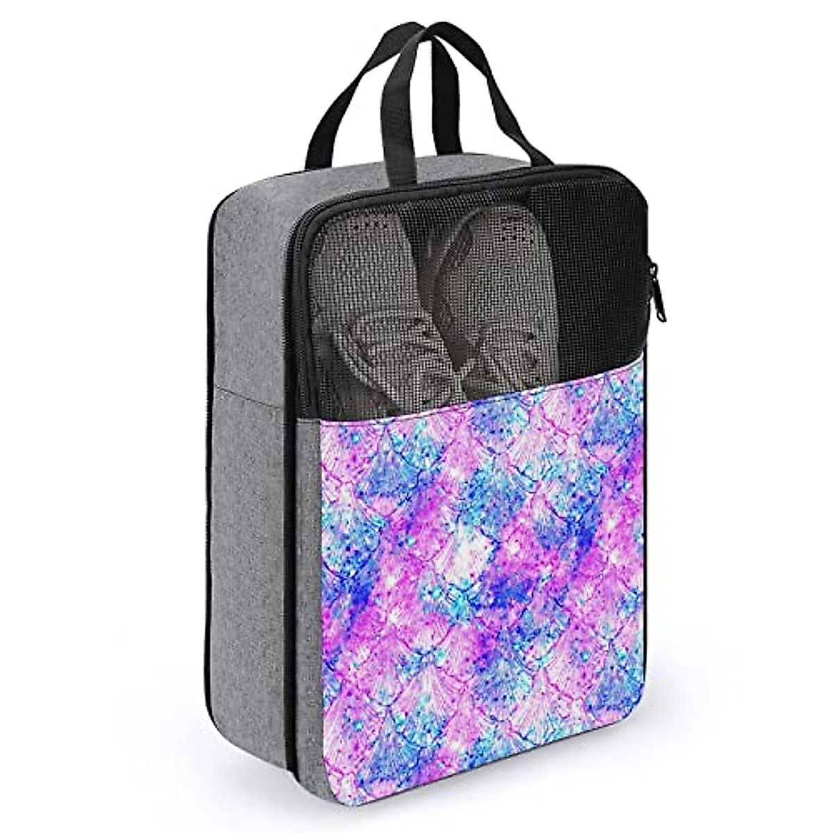 Frcavbin Mermaid Galaxy Travel Shoe Bag Shoes Carrier with Handle and Zipper Foldable Shoe Puches Organizer for Home storage School starts