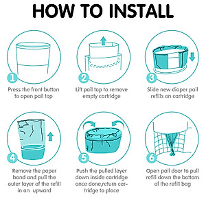 Yeaqee 12 Pack Diaper Pail Refills Bags Compatible with Dekor Plus Adult Diaper Pail Liner Baby Scented Diaper Pail Bags Hold up to 7200 Diapers