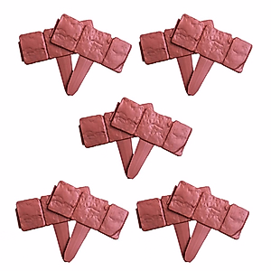 Tubayia Pack of 10 Lawn Edging Flower Bed Edging Imitation Stone Garden Fence for Garden Decoration (Orange)