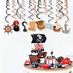Kristin Paradise 30Ct Pirate Hanging Swirl Decorations, Pirates of the Caribbean Party Supplies, Birthday Theme Decor for Boy Girl Baby Shower, 1st Bday Favors Idea