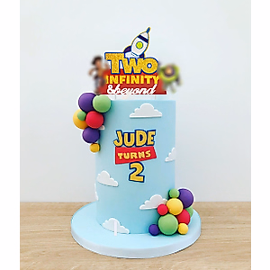 Two Infinity and Beyond Cake Topper Toy Cake Toppers 2nd Birthday for Boy Girl Two Infinity and Beyond Birthday Decorations Story Party Supplies