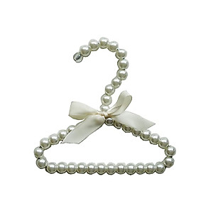 Fashion Cutes Hangers Pearl Breaded for Kids Clothes and Pet Clothes (5) Hangers per Pack (White)