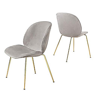 GIA Contemporary Dining Chair with Velvet Upholstery, Qty of 2, Light Gray