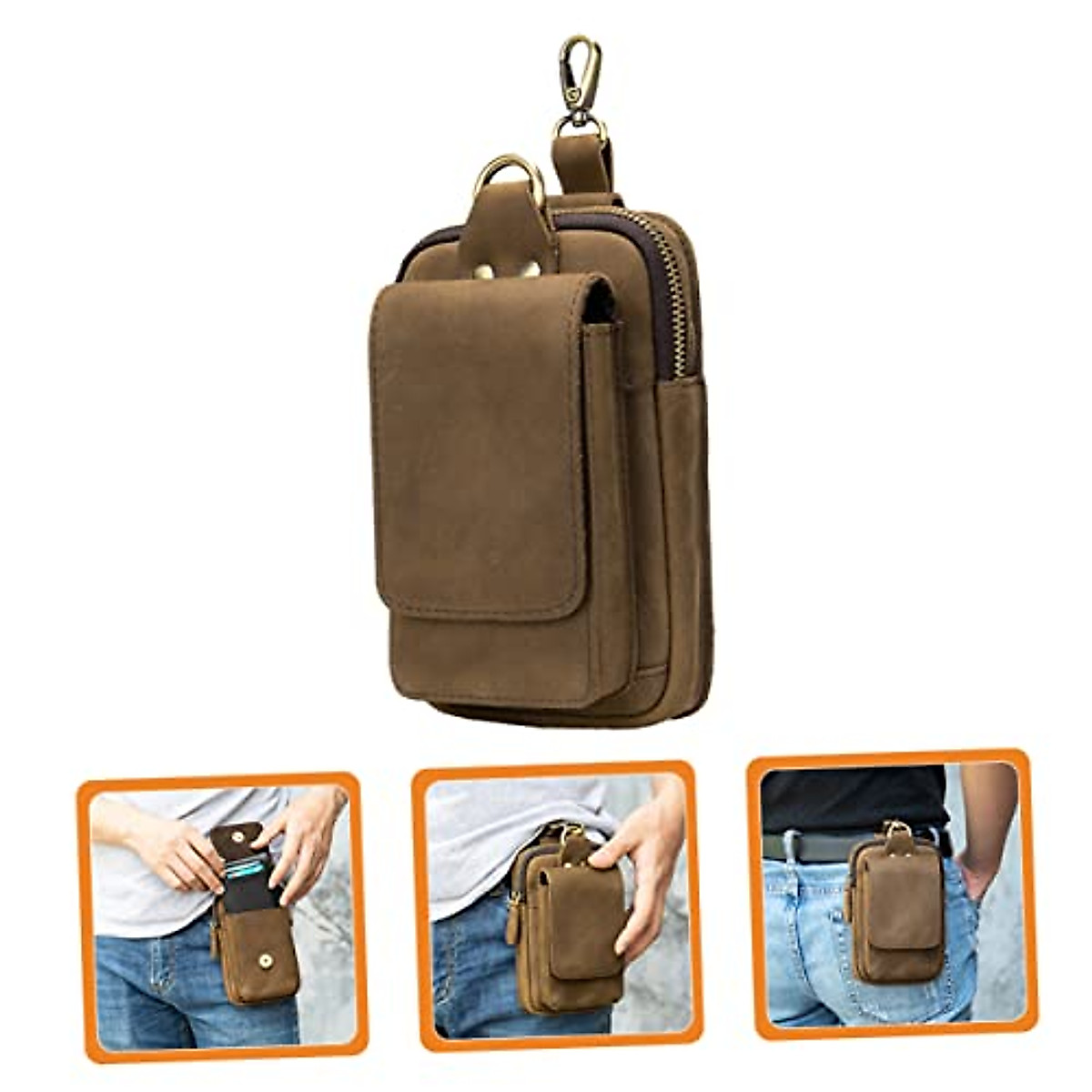 CUBTOL 2pcs Fanny Pack Pocket Holster Multitool Holster Loincloth for Men Duty Belt Accessories Tool Pouch Belt Pouch Wear a Belt Men's Toolbox Pu Light Brown Waist Pack for Men